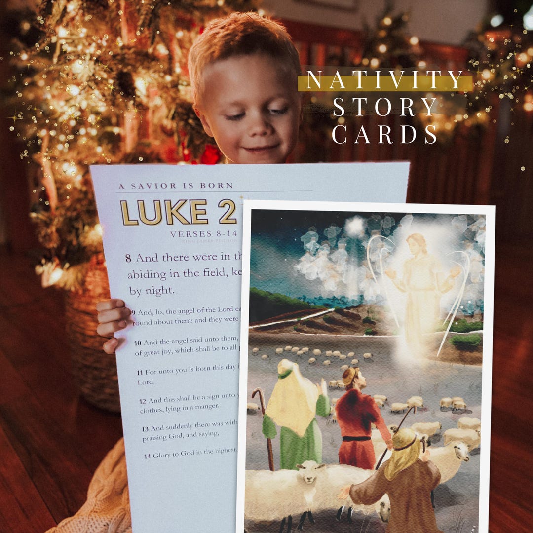 Nativity Story Cards Christian Tradition Kids Bible Verse Christmas ...