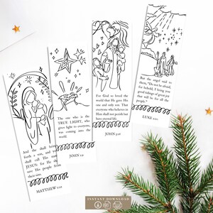 Printable Coloring Bible Verse Bookmarks for Kids Christian Nativity ...