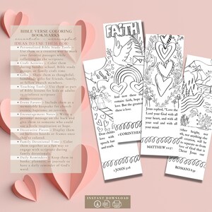 Printable Coloring Bible Verse Bookmarks for Christian Kids Valentine's ...