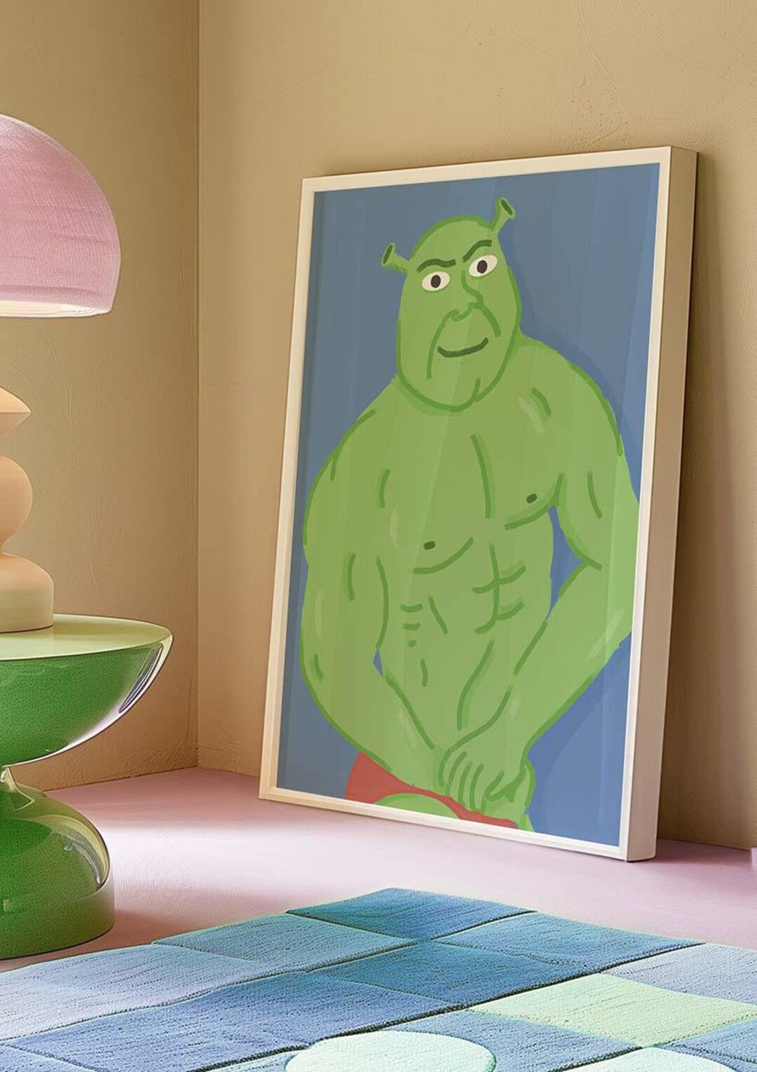 Shrek Art Shrek Print Topless Shrek Chest Muscular Hot Shrek Wall Art ...