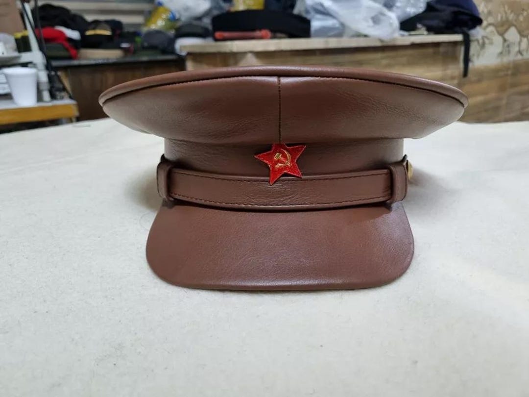 Soviet Lenin Officer Leather Visor Hat Authentic WWII Uniform Cap - Etsy