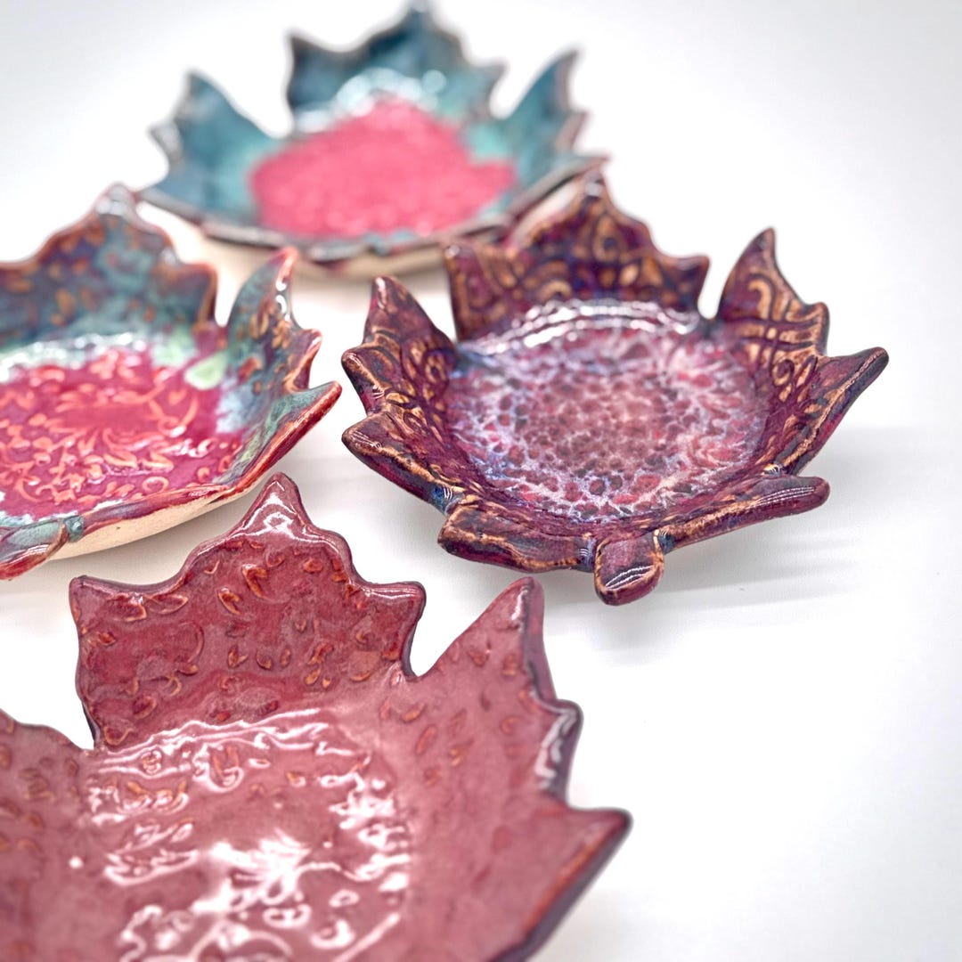 Handmade Pottery Maple Leaf Trinket Dish | Ceramic Spoon Rest | Autumn ...