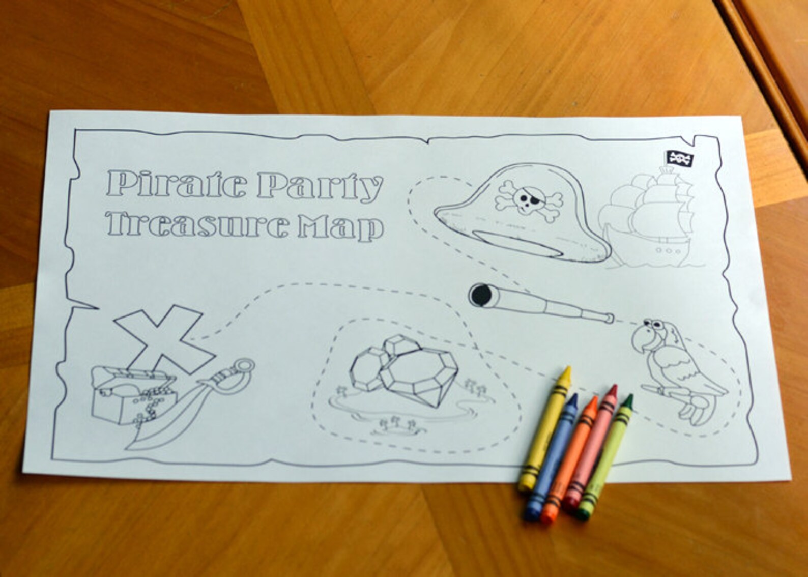 Pirate Party Treasure Map Coloring Page - 11x17 Printable - Etsy