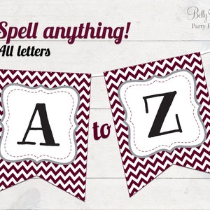 Printable Team Spirit Banner in Maroon Chevron With Black & Gray - Etsy
