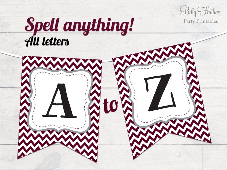 Printable Team Spirit Banner in Maroon Chevron With Black & Gray - Etsy
