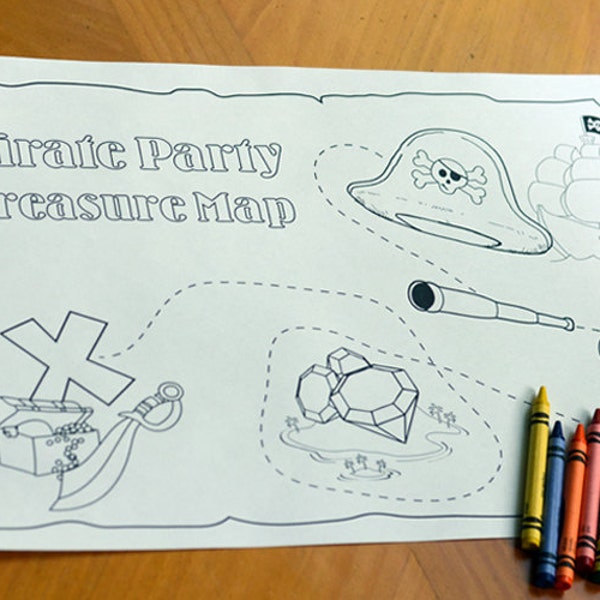Pirate Map Coloring Pages - Etsy