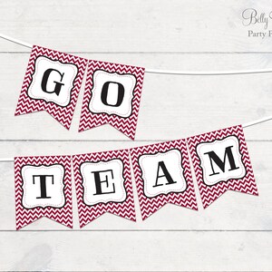 Printable Team Spirit Banner in Crimson Garnet Red & Black - Etsy