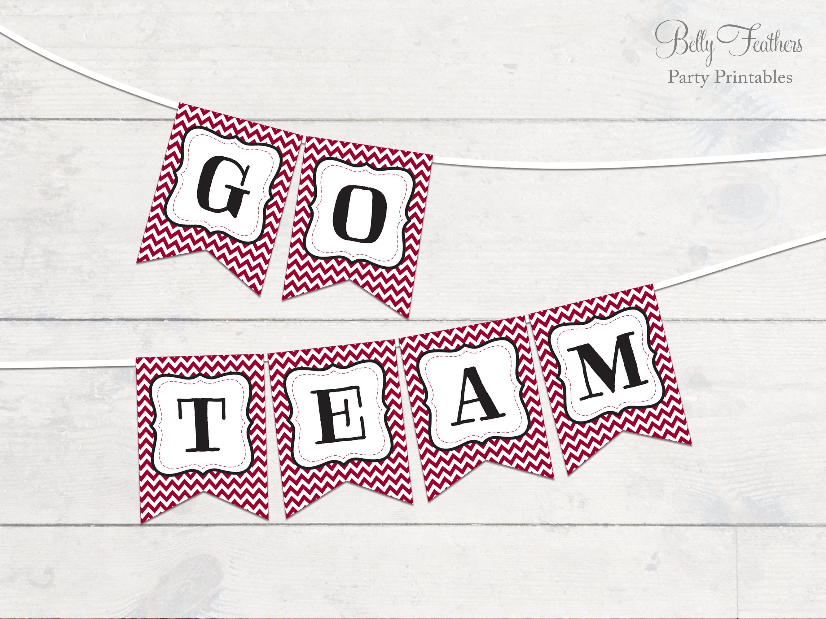Printable Team Spirit Banner in Crimson Garnet Red & Black - Etsy