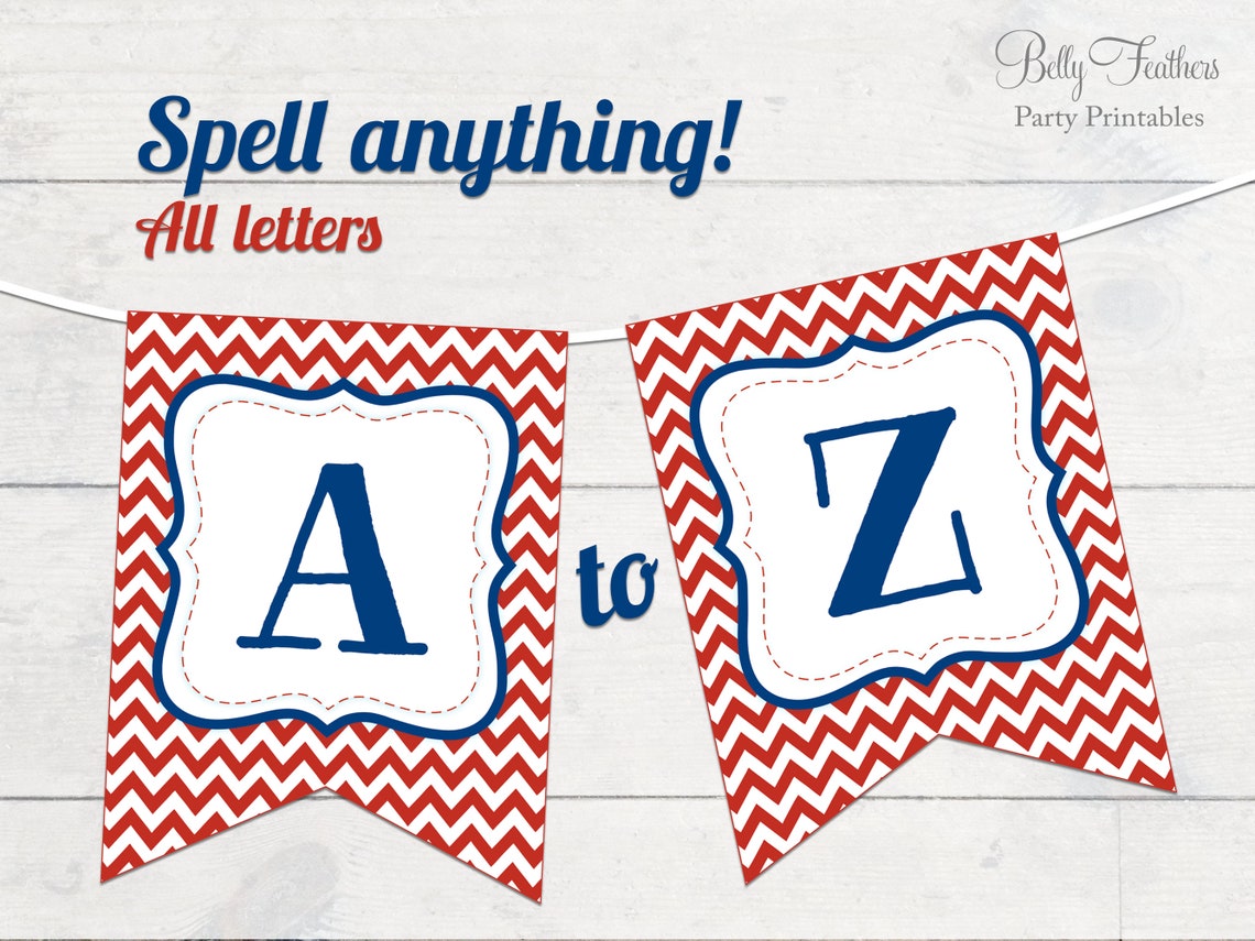 Printable Team Spirit Banner in Red, White & Blue - Etsy