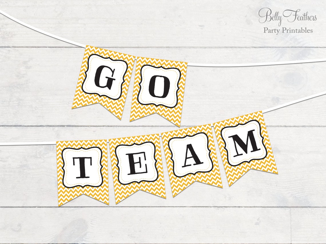 Printable Team Spirit Banner in Yellow Gold & Black - Etsy