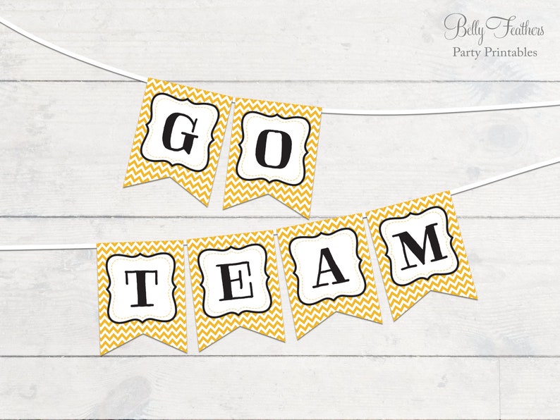 Printable Team Spirit Banner in Yellow Gold & Black - Etsy