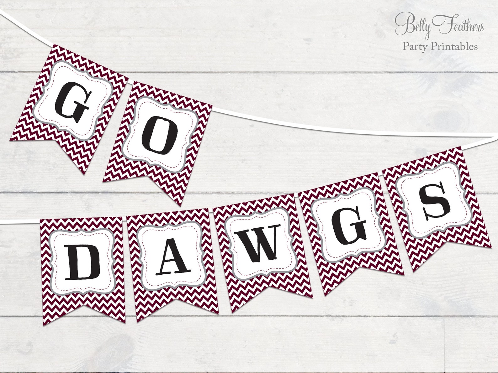 Printable Team Spirit Banner in Maroon Chevron With Black & Gray - Etsy