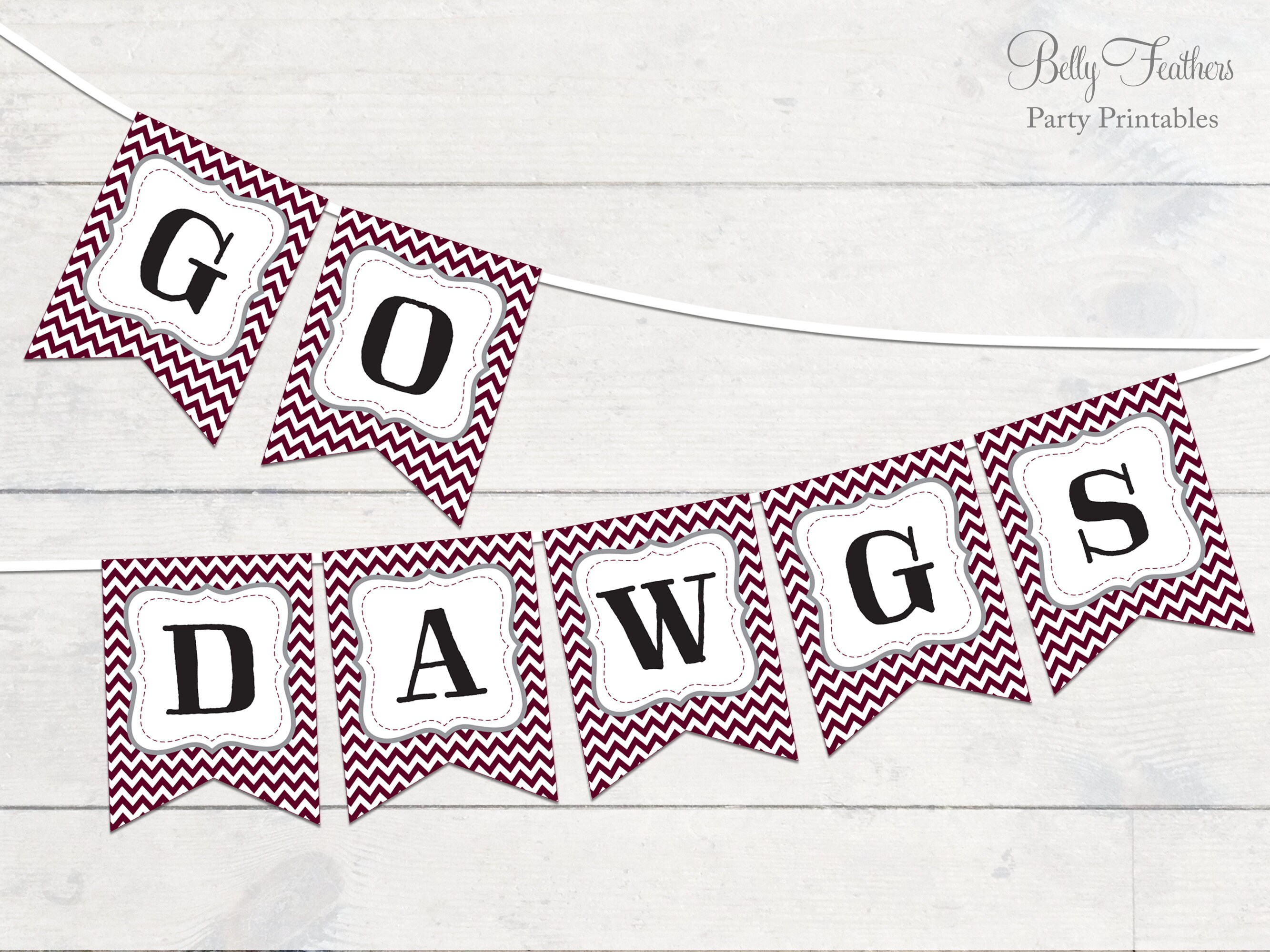 Printable Team Spirit Banner in Maroon Chevron With Black & Gray - Etsy