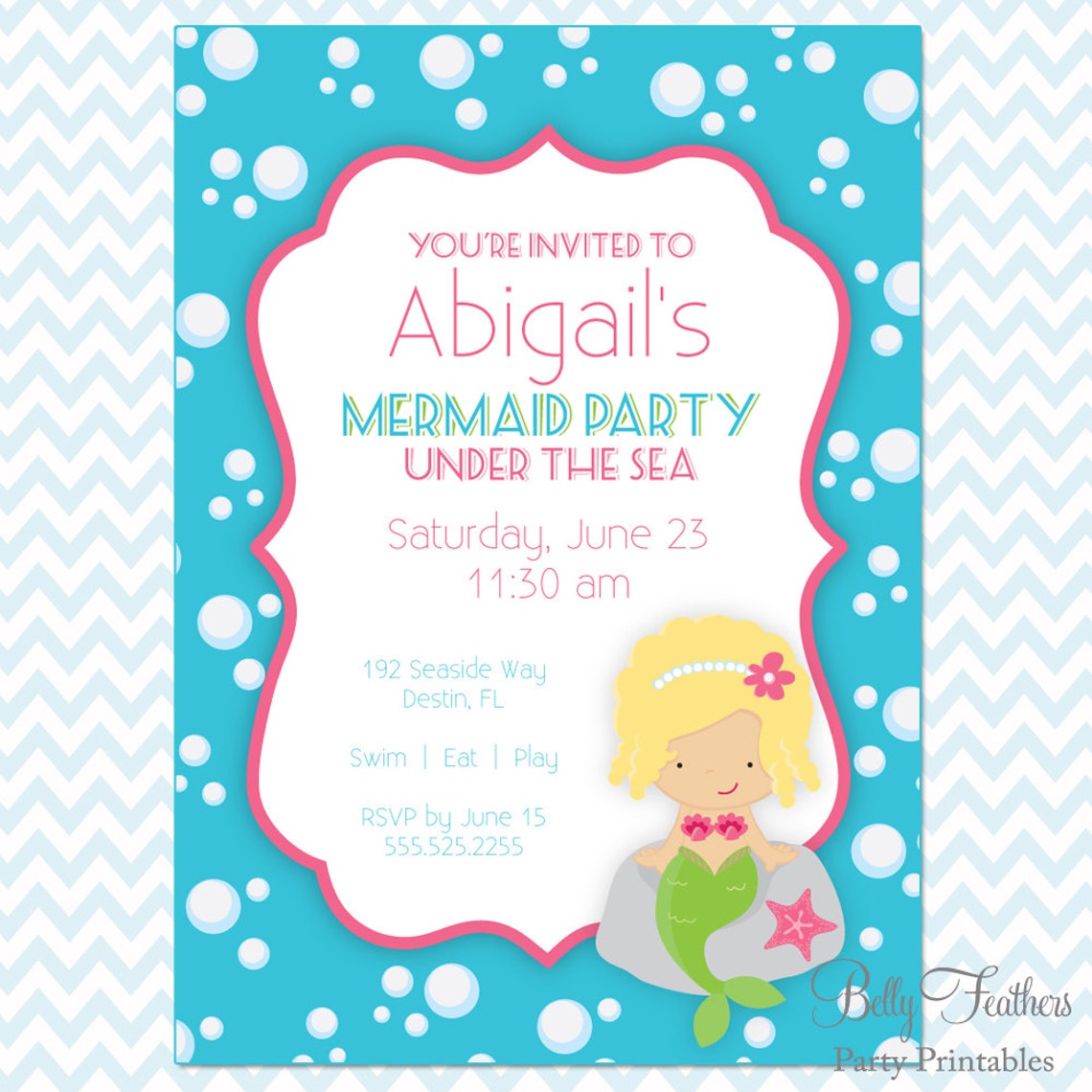 Mermaid Party Printables Instant Download the Abigail - Etsy