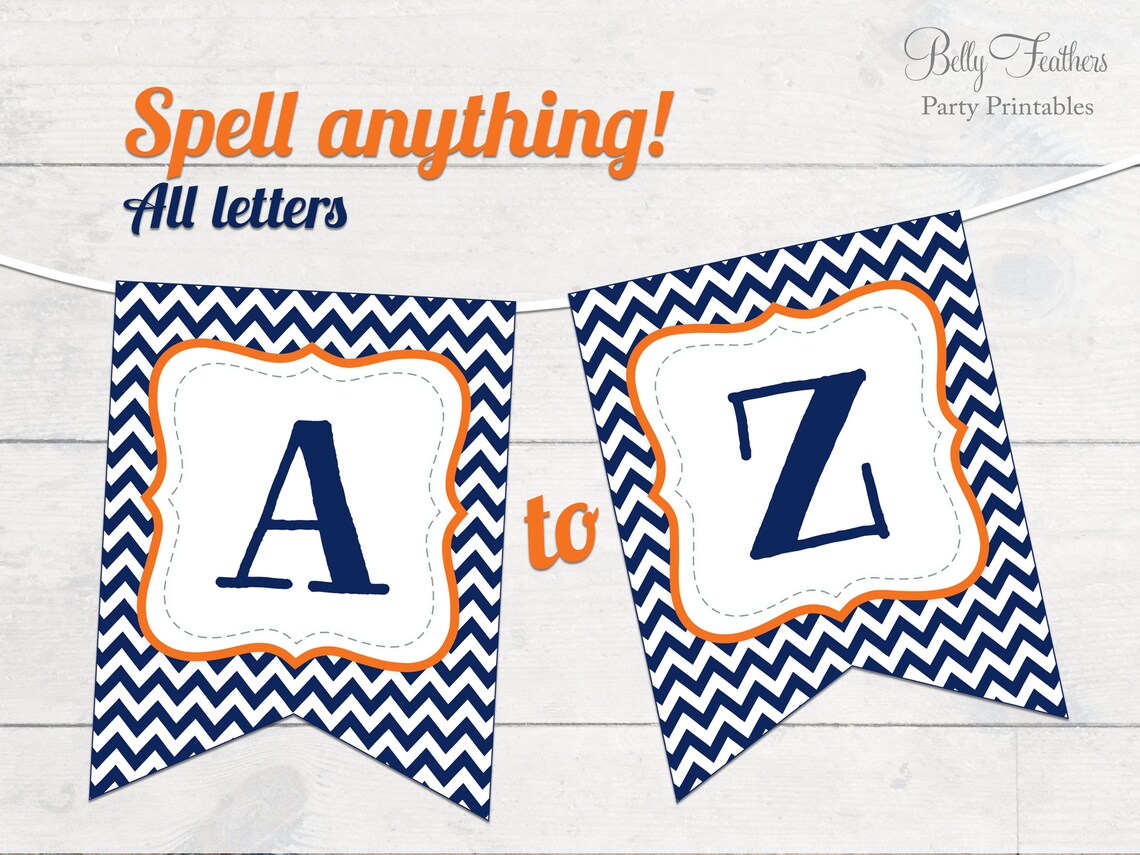 Printable Team Spirit Banner in Navy Blue & Orange - Etsy