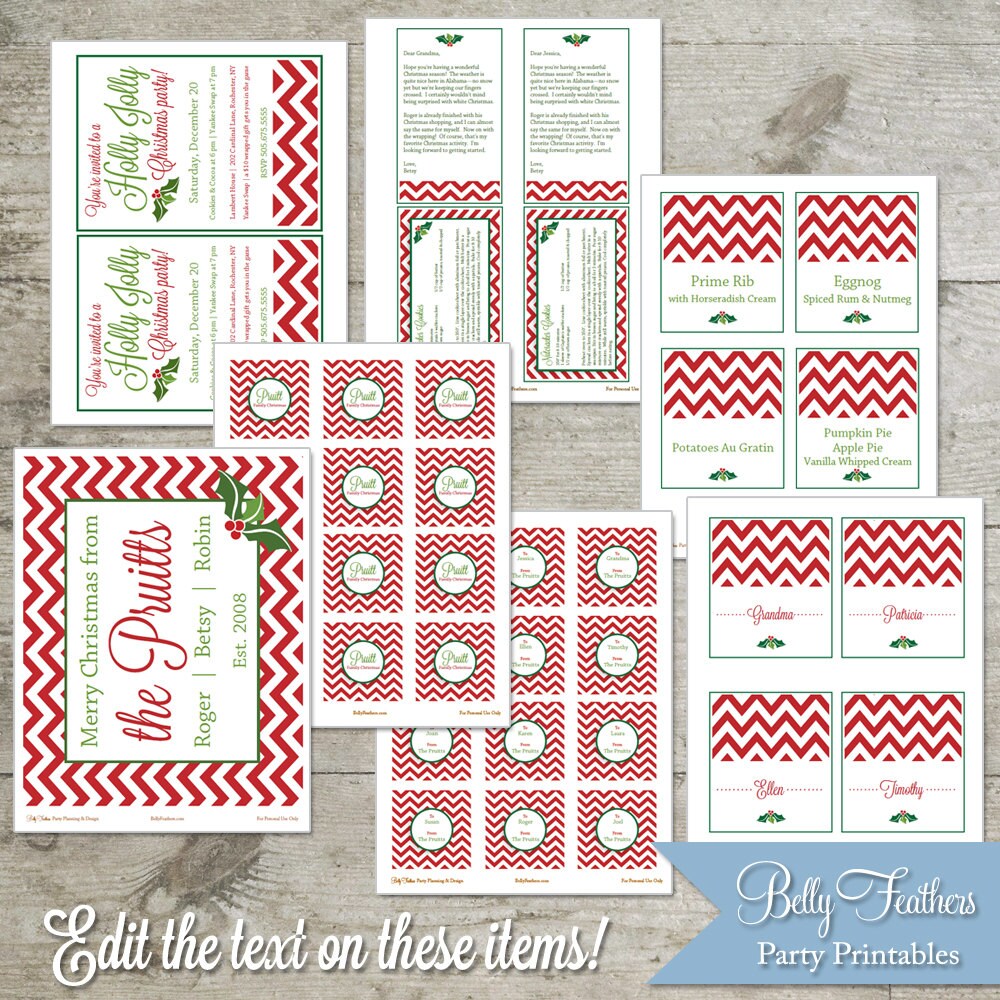 Holly Jolly Christmas Party Printables Instant Download - Etsy