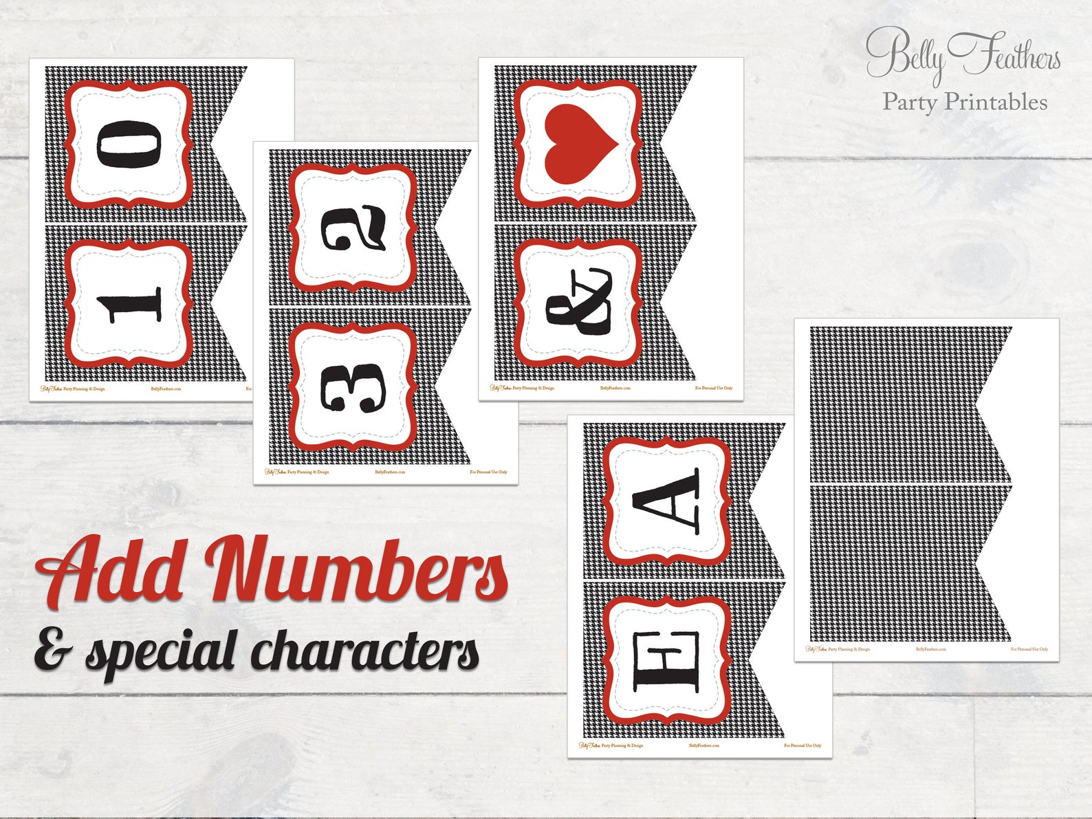 Printable Team Spirit Banner in Red With Black & White Houndstooth - Etsy