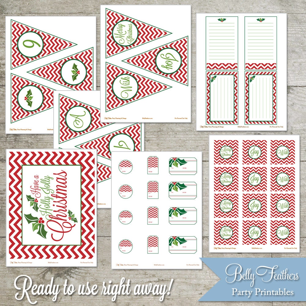 Holly Jolly Christmas Party Printables Instant Download - Etsy