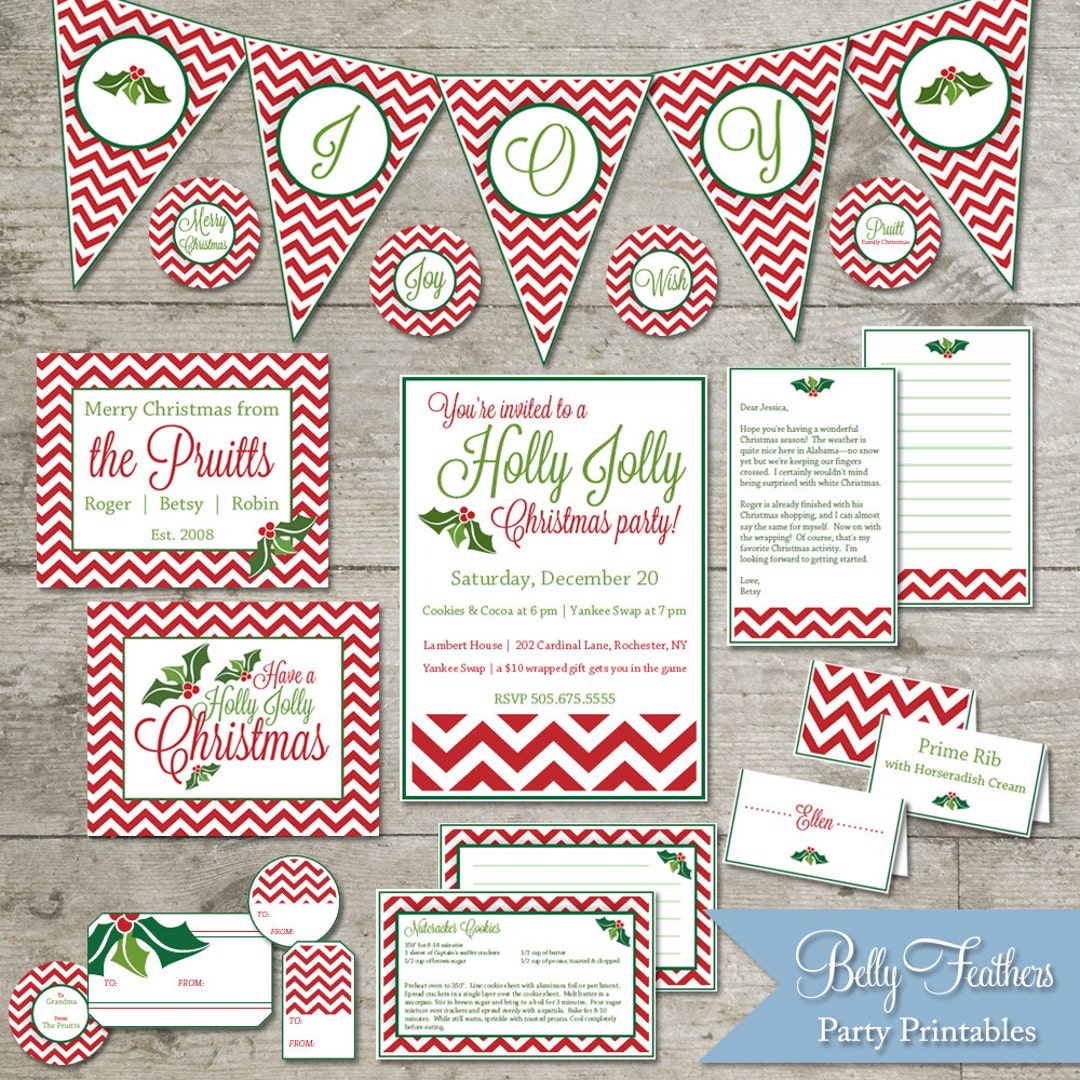 Holly Jolly Christmas Party Printables Instant Download - Etsy