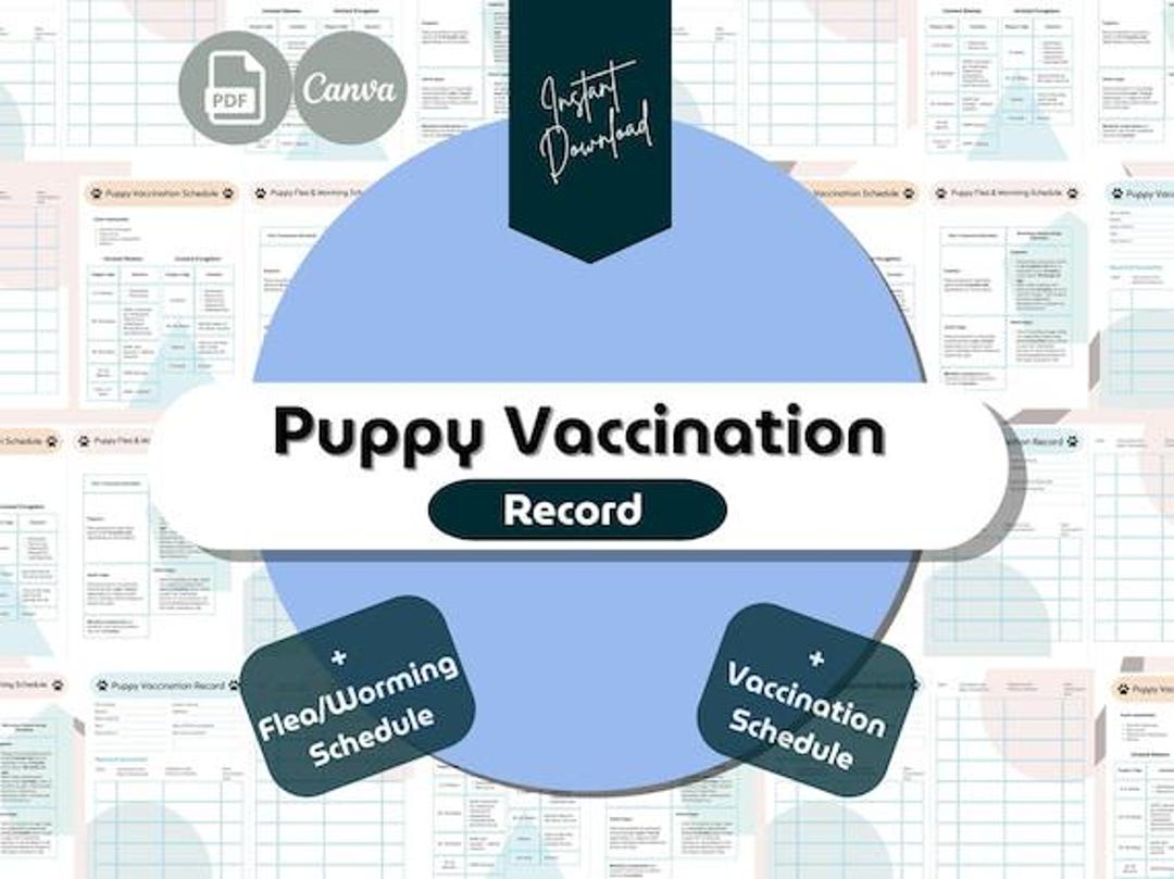 Puppy Vaccination Record & Schedule | Flea Worming Tracker | Editable ...