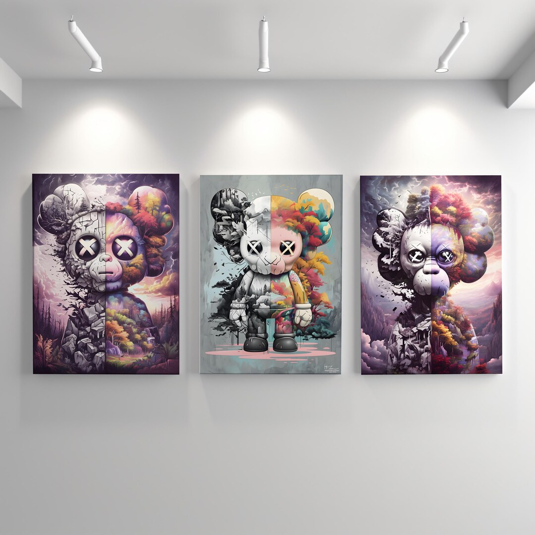 Vibrant Graffiti Kaws Art Room Decor Printable Kaws Canvas Wall Art ...