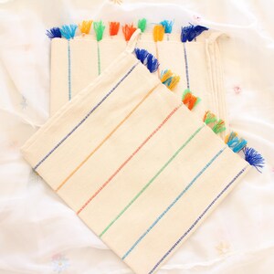 Handwoven Mexican Cotton Napkins, Set of 2 – Striped Fringed Towels - Etsy