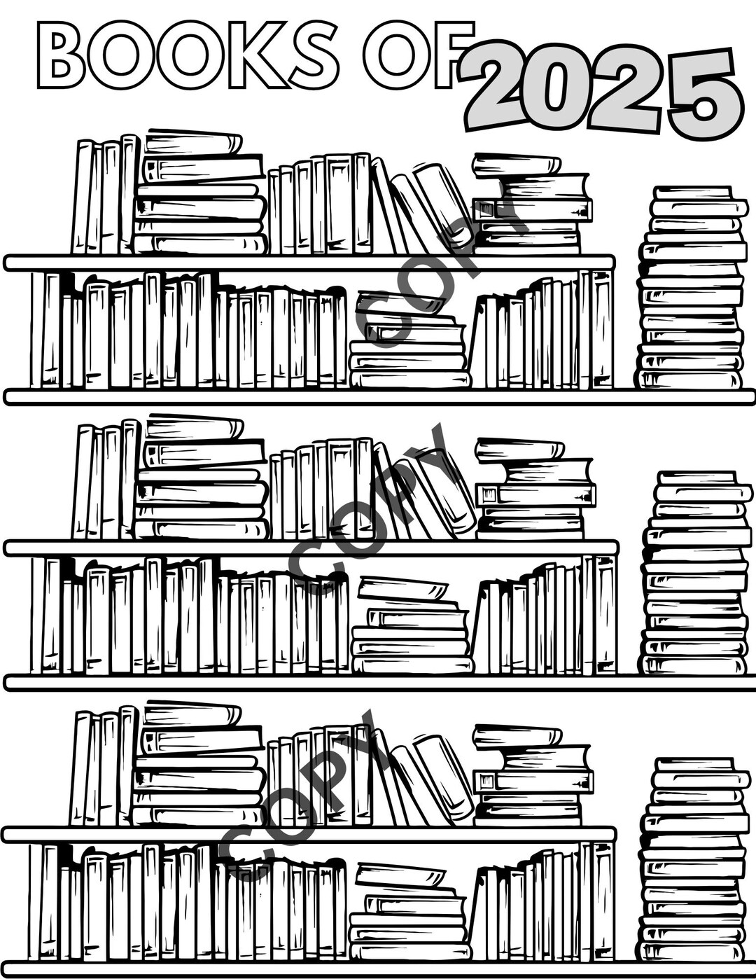 Books of 2025 - Reading Log Printable - Etsy