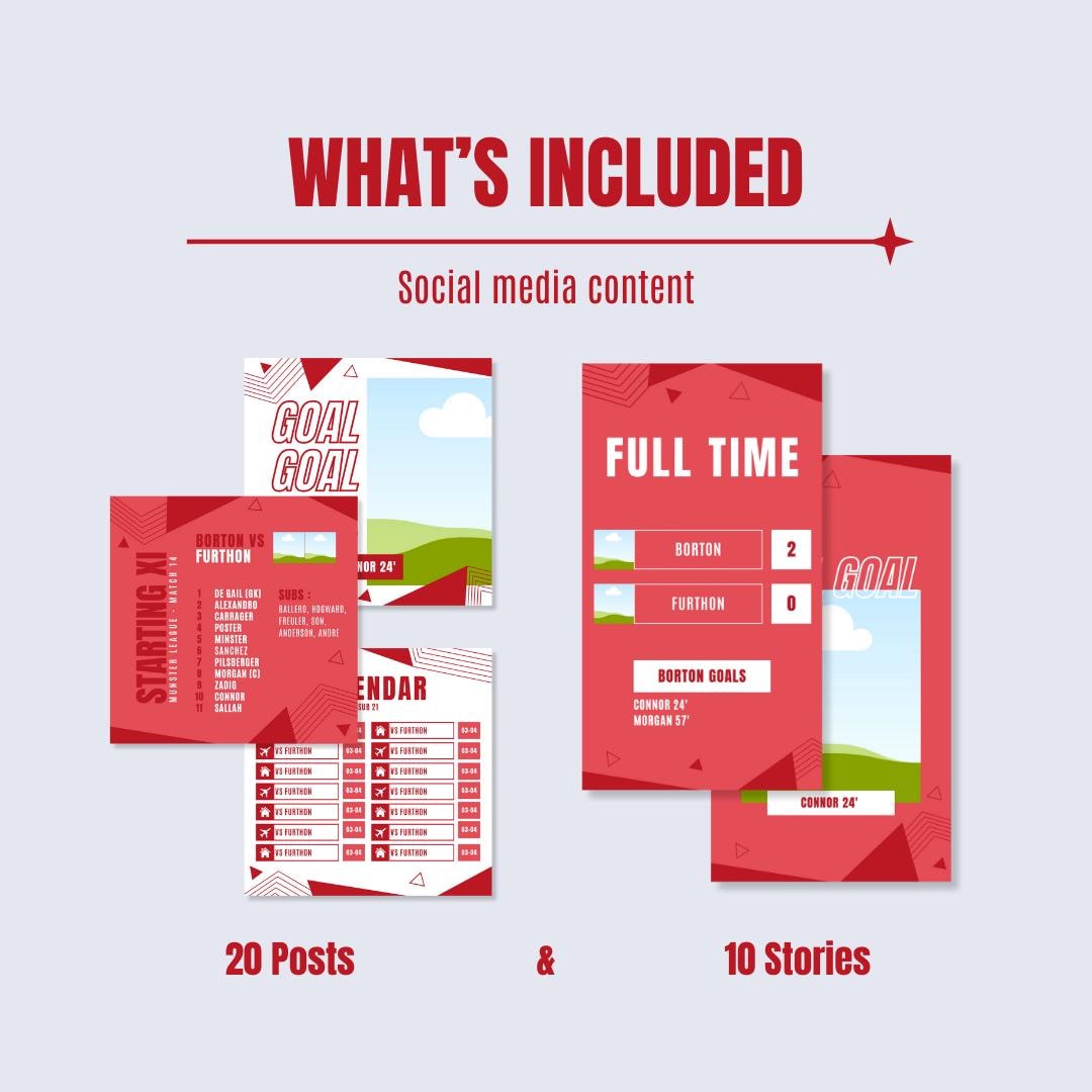 Red Soccer/football Club Social Media Templates | Fully Customizable ...