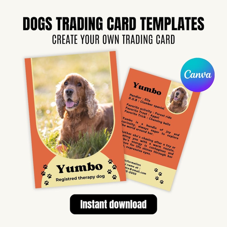Create Your Custom Dog Trading Cards – Fully Editable Canva Templates ...