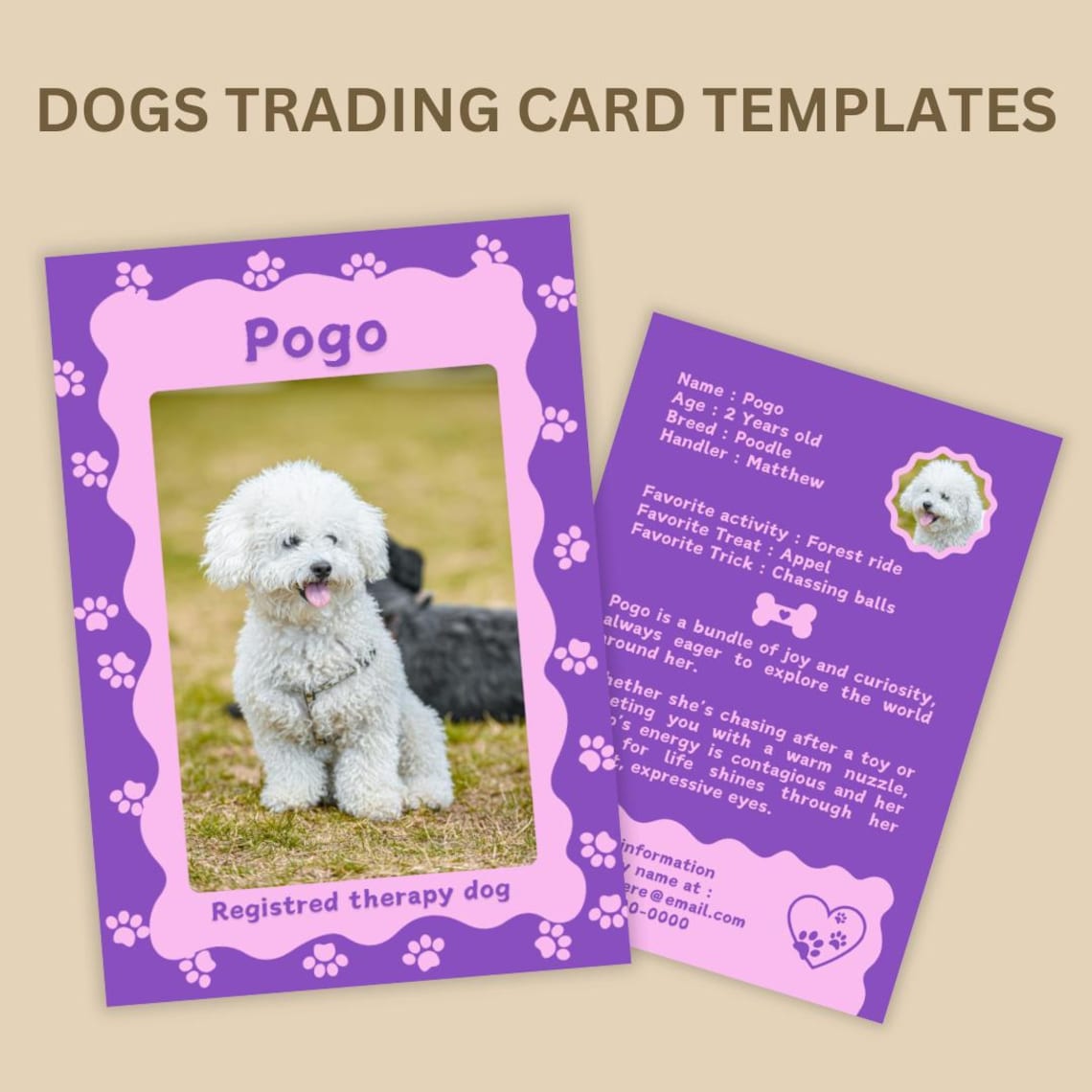 Create Custom Dog Trading Cards – Fully Editable Canva Templates for ...