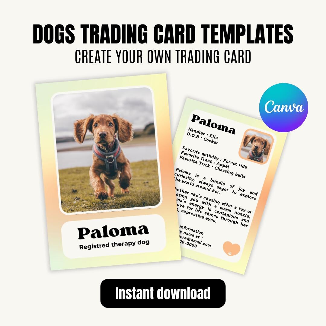 Customizable Pet Trading Card Templates – Showcase Your Furry Friends ...