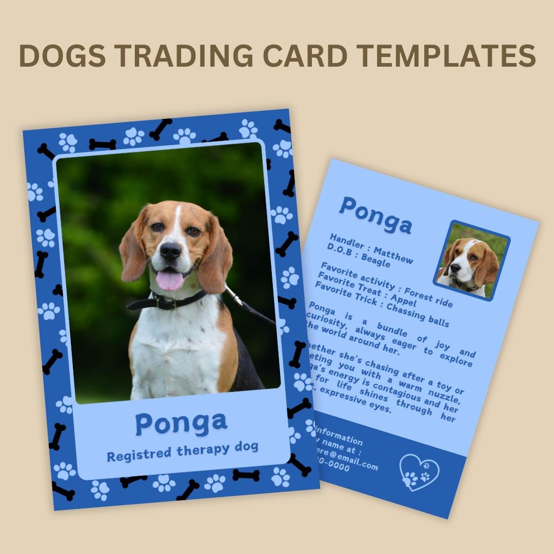Design Your Own Custom Dog Trading Cards – Fully Editable Canva ...