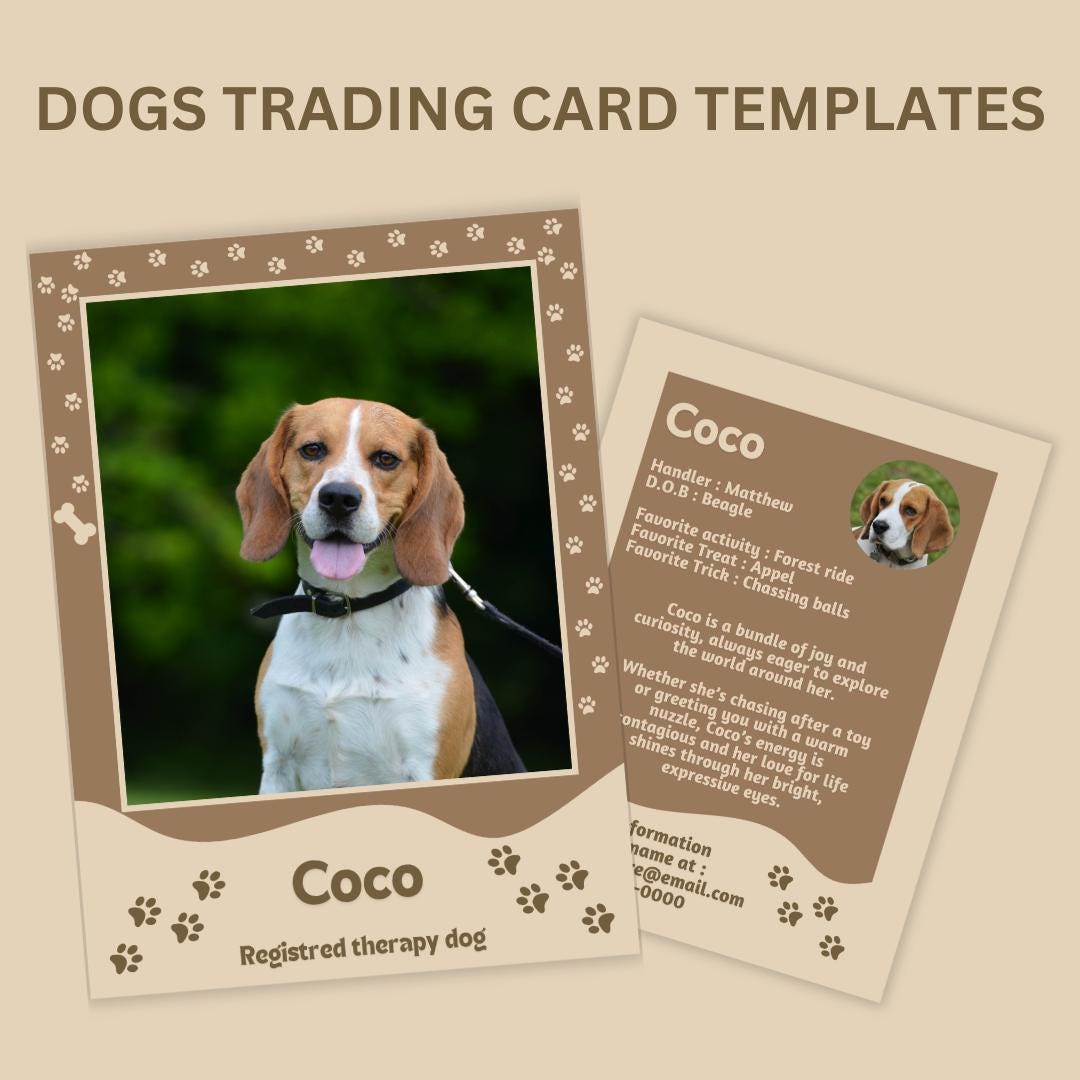 Design Your Own Custom Dog Trading Cards – Fully Editable Canva ...