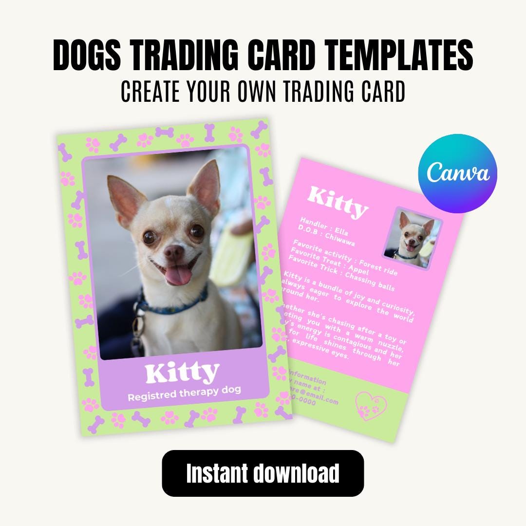 Custom Dog Trading Card Templates – Fully Editable Canva Designs - Etsy
