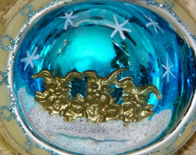 Antique Mirror Indent Scenic Scottie Dog Mercury Glass Mica Glitter ...