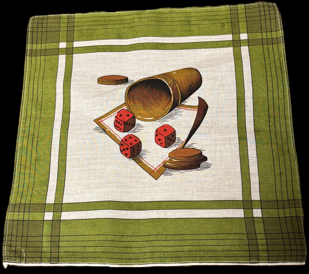 Men's Vintage 50's Liar's Dice Game Theme Novelty Handkerchief**#132 - Etsy