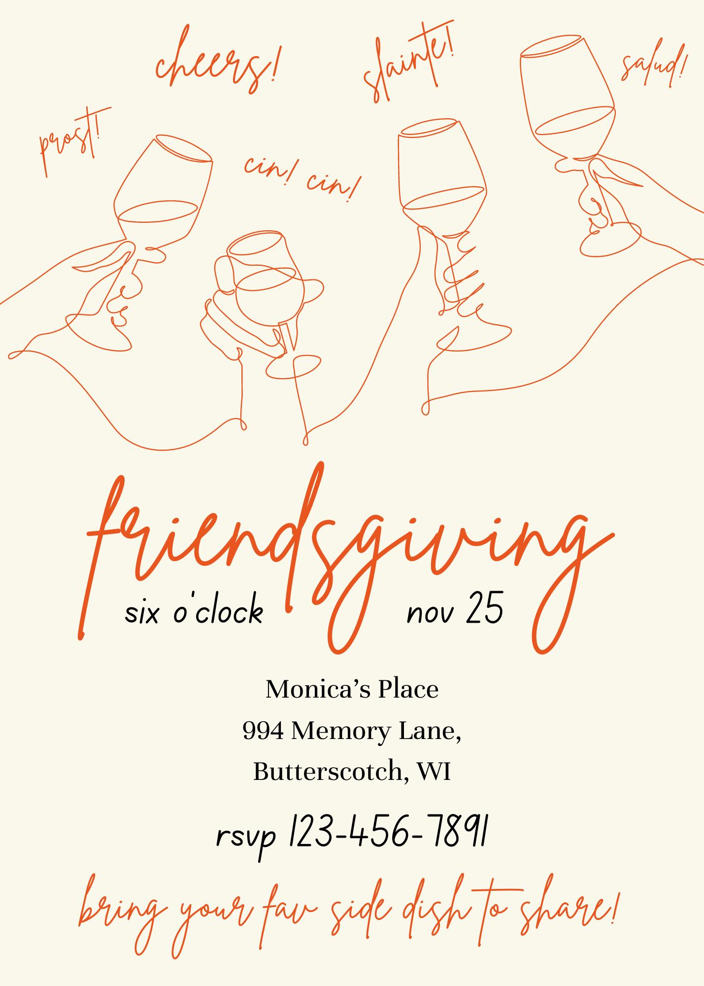 Friendsgiving Editable Invitation Template - Etsy