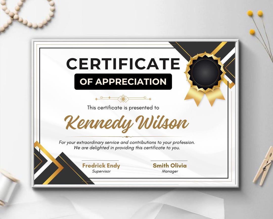 Editable Certificate of Appreciation, Customizable PDF Document for ...