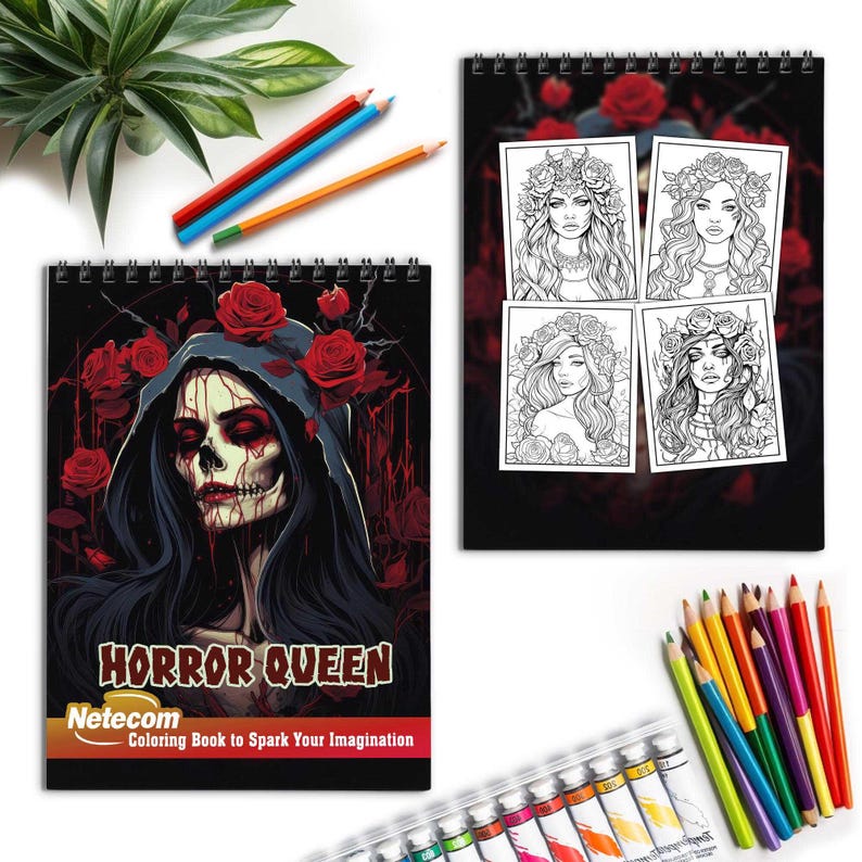 Horror Queen Spiral Bound Coloring Book, Experience the Delightful ...