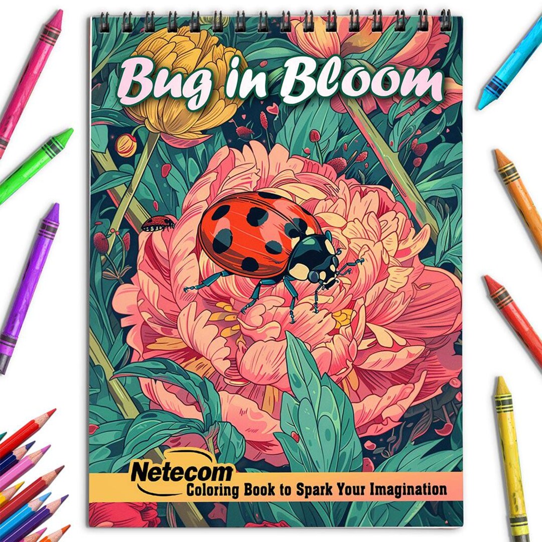 Netecom Bugs in Bloom Coloring Book for Adults, Spiral Bound, Soft ...