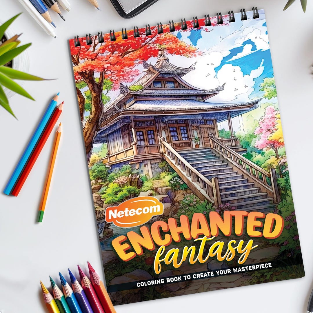 Enchanted Fantasy Spiral Bound Coloring Book, Dive Into Fantastical ...