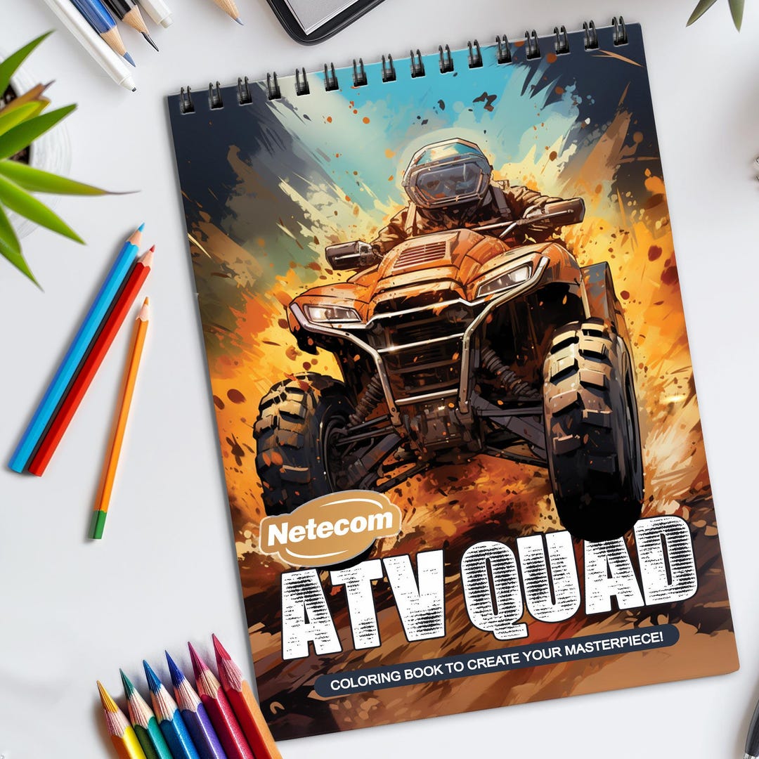Atv Quad Spiral Bound Coloring Book, Rugged Atv Quad Adventures for Off ...