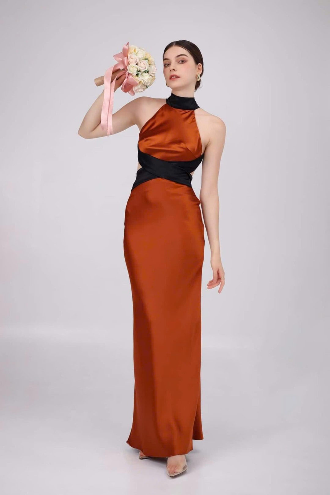 Cross-wrap Turtleneck Evening Dress. Party Evening Dress. Bridesmaid ...