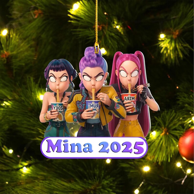 Personalized Huntrix Eat Noodles Kpop Demon Hunter Christmas Ornament ...
