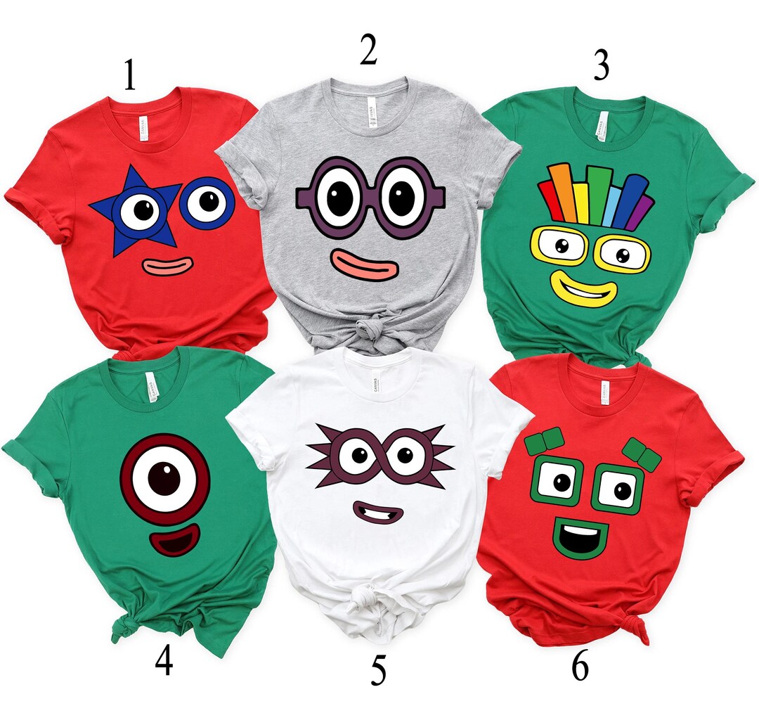Numberblocks Characters Faces Shirt, Numberblocks Birthday Custom Shirt ...