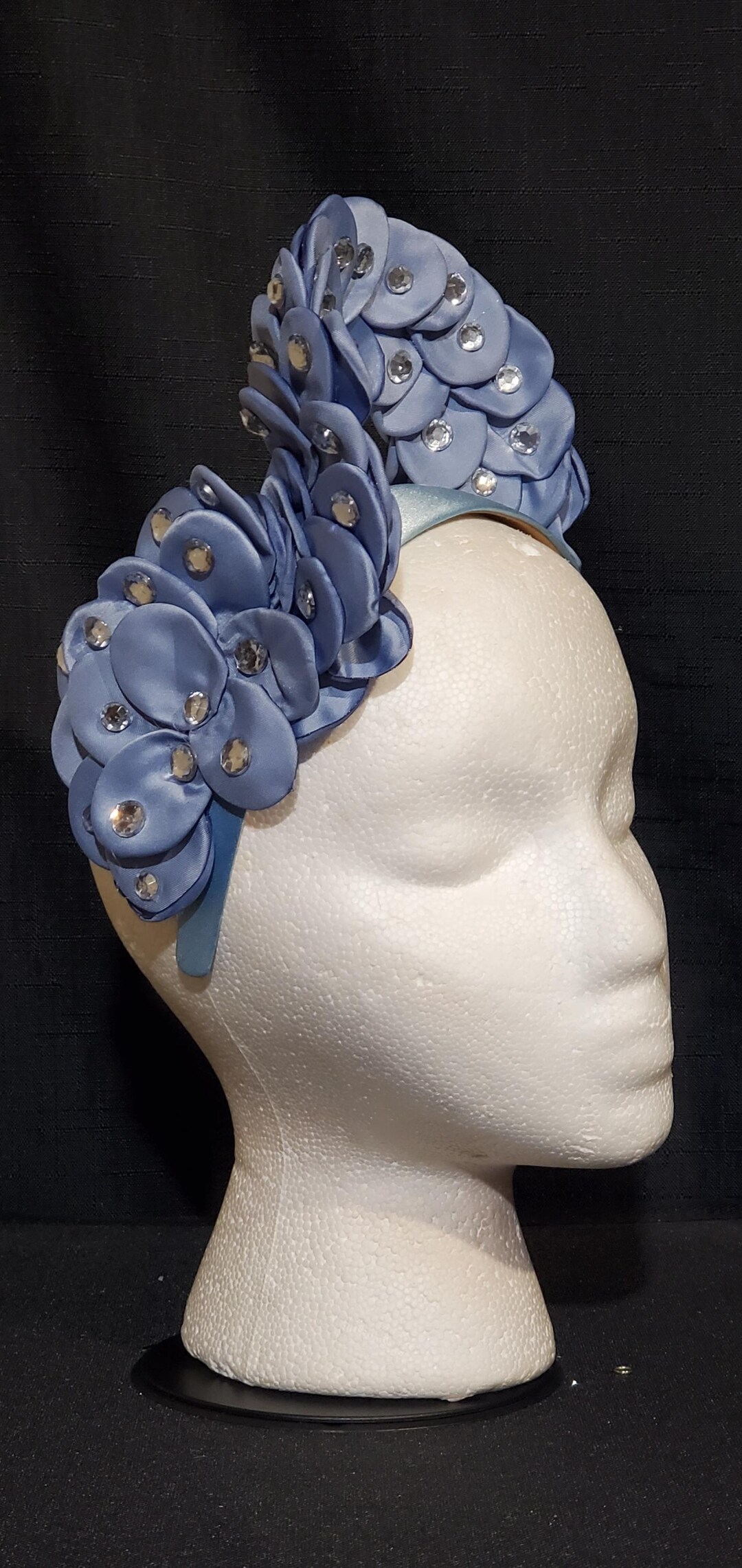 New!- Unique Blue Fascinator With an Array of Rhinestones on a Baby ...