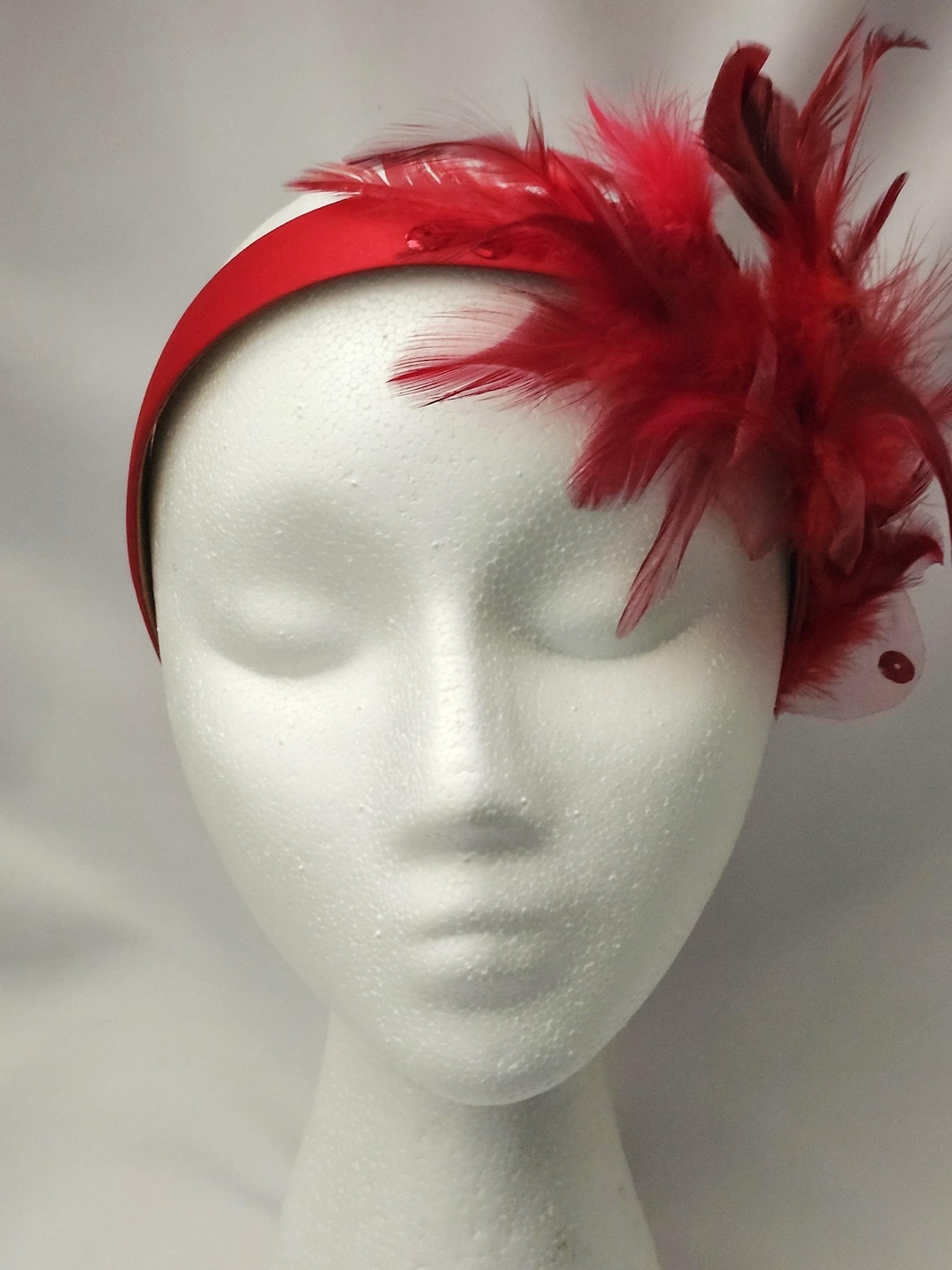 Fascinators by Just Fascinations- Red Fascinator With Feathers on a ...