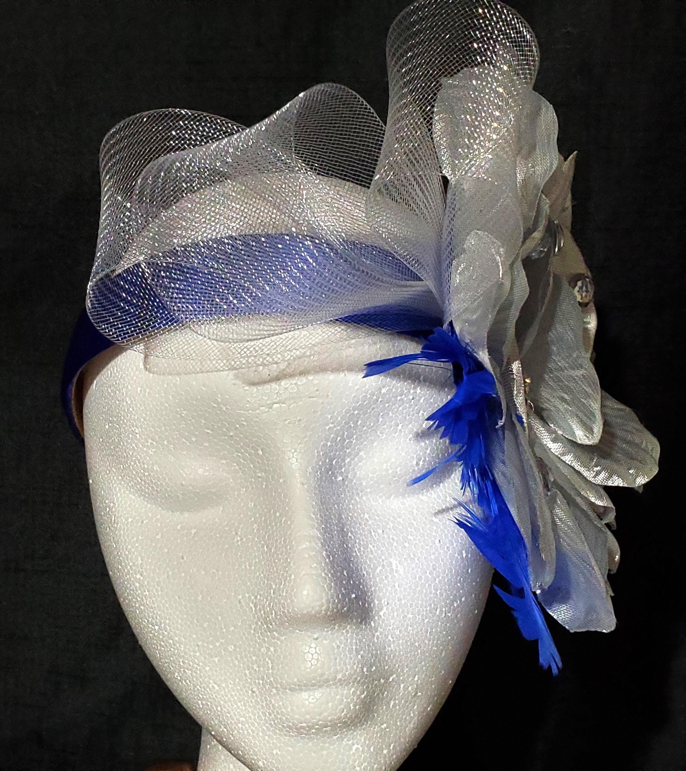 Royal Blue & Silver Fascinator/headband With Rhinestones by Just ...