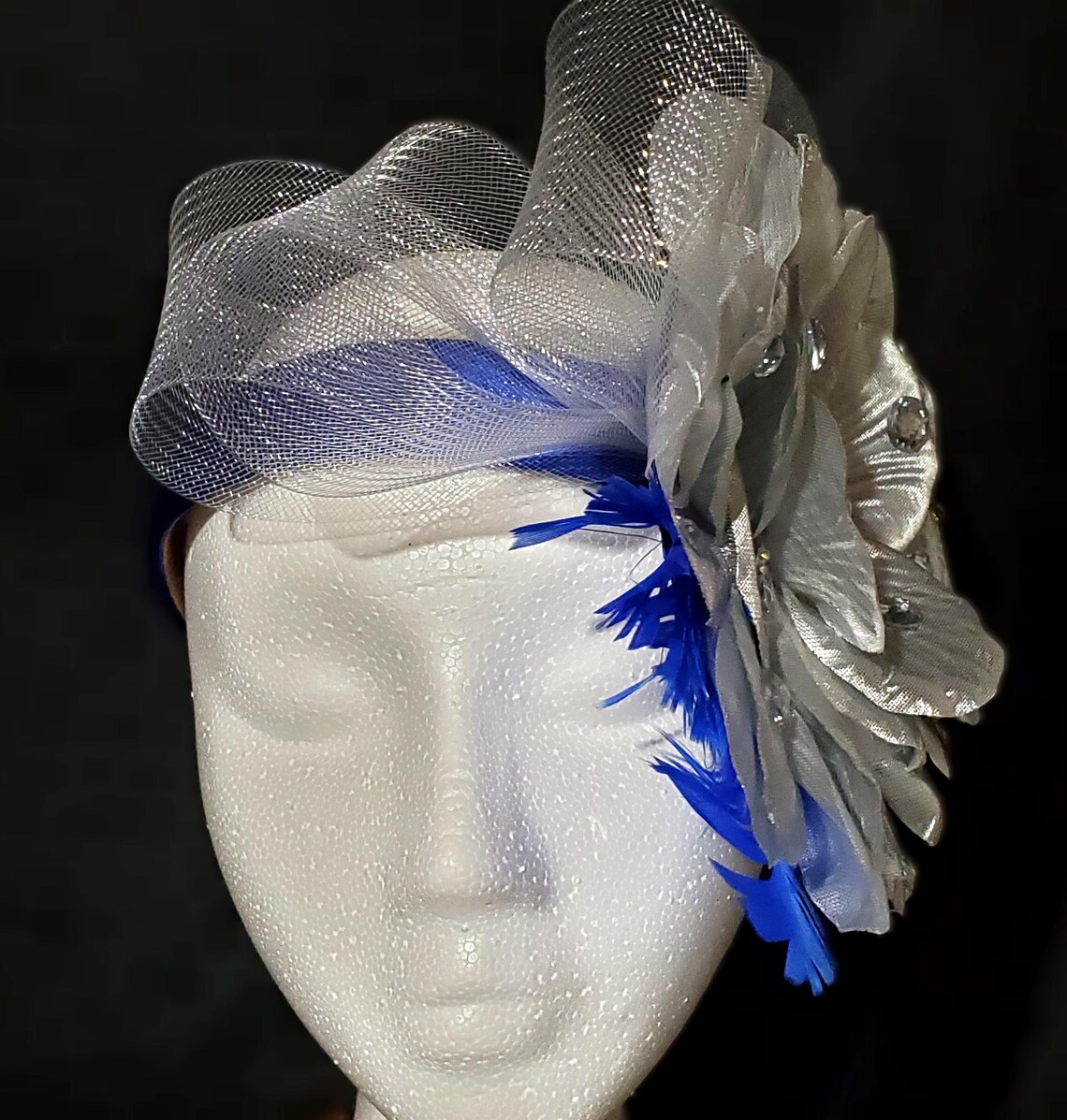 Royal Blue & Silver Fascinator/headband With Rhinestones by Just ...