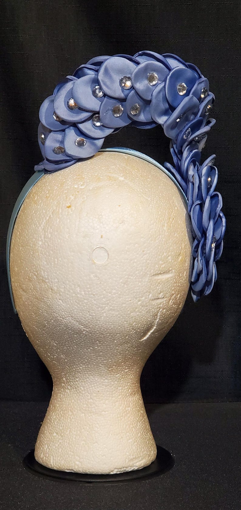 New!- Unique Blue Fascinator With an Array of Rhinestones on a Baby ...